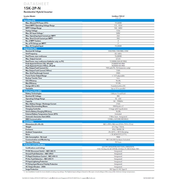 15K-2P Hybrid Inverter with EMP Hardening | Sol-Ark®